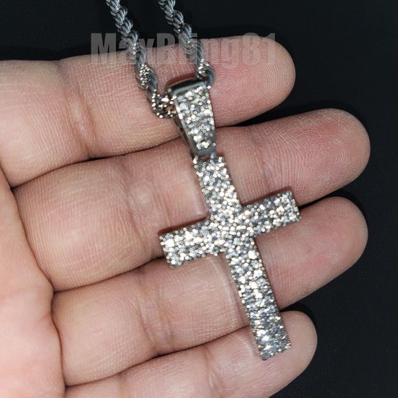 Accessories | Hip Hop Jewelry Iced Holy Bling Cross Pendant 24 Rope ...